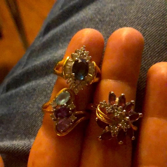 Jewelry | Vintage Costume Jewelry Rings Cocktail Gemstone Size 67 ...